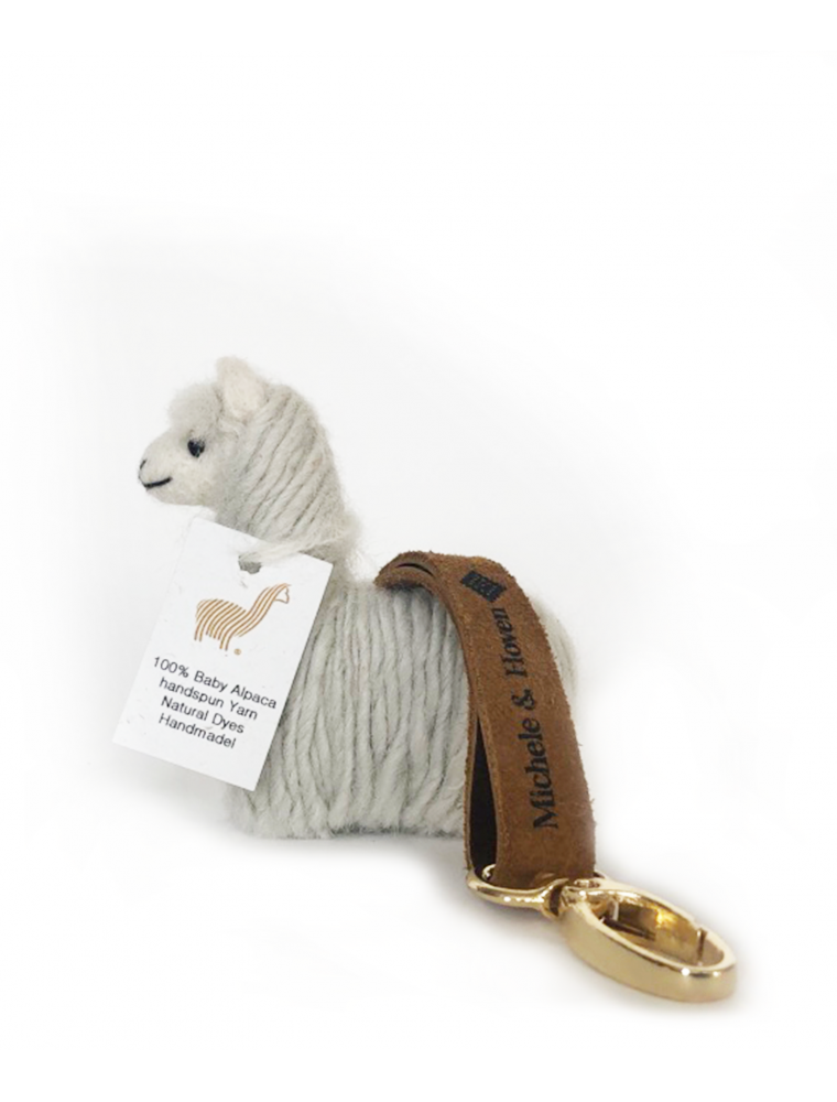 WHITE BABY ALPACA KEY CHAIN BY MICHELE & HOVEN