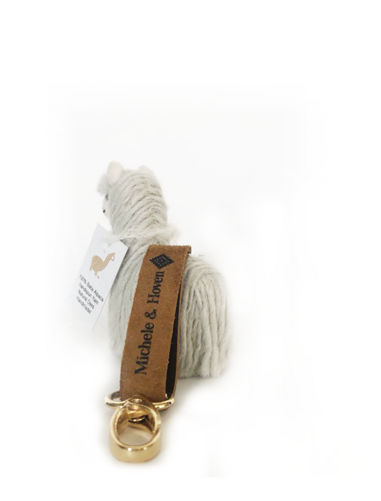 WHITE BABY ALPACA KEY CHAIN BY MICHELE & HOVEN