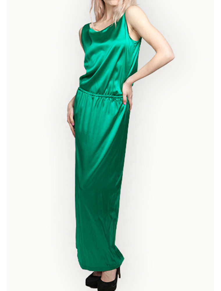 Maxi dress Roxi, Long Silk Dress In Smaragd