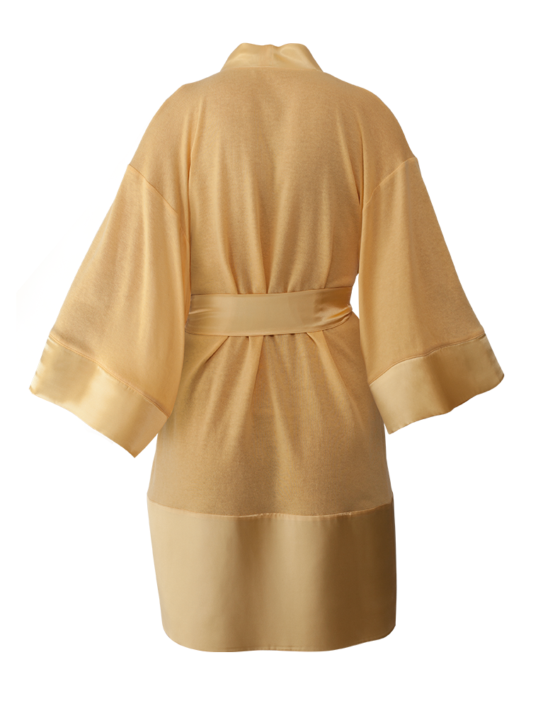 Short designer Morning gown in yellow by November Lingerie